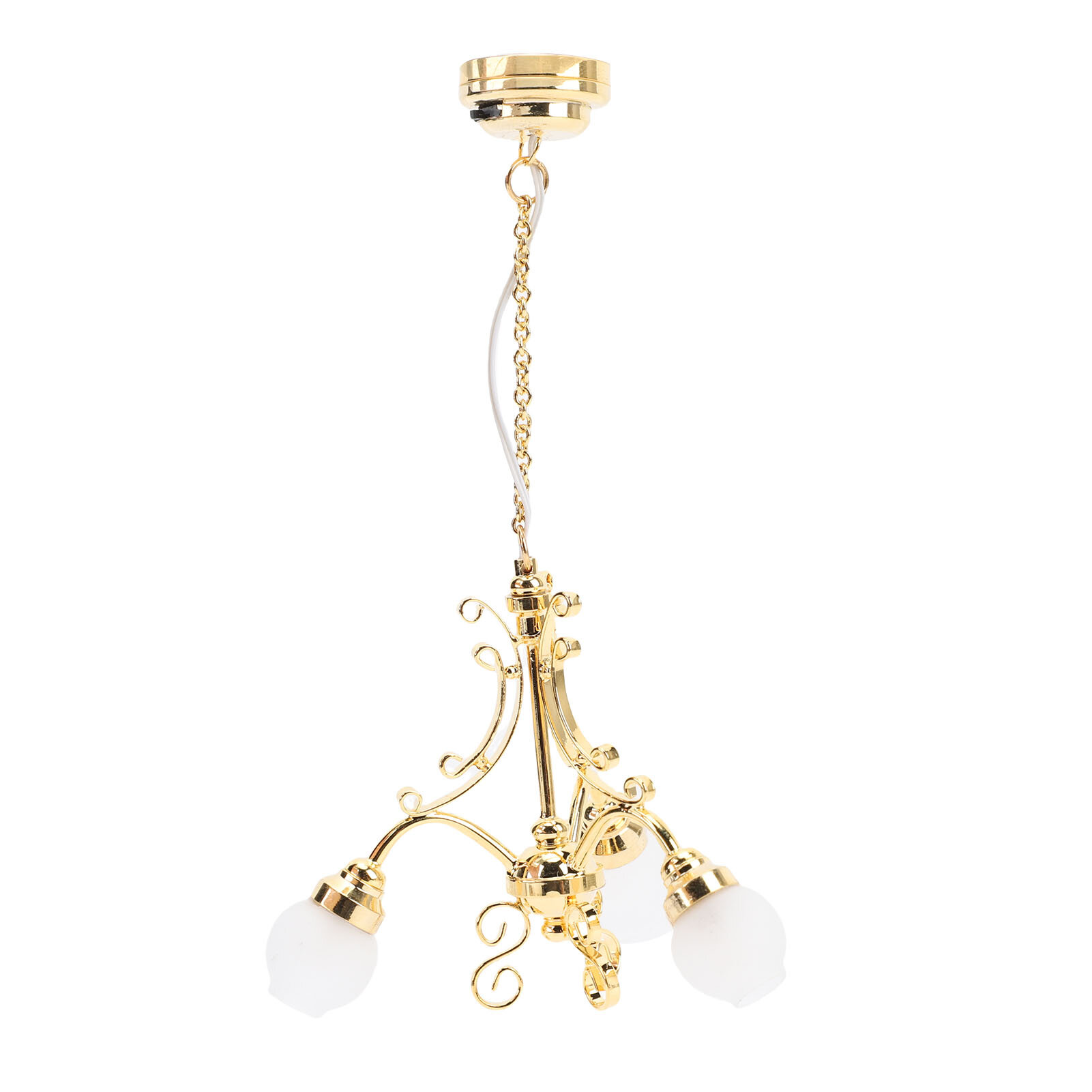 Миниатюрная люстра для кукольного домика в масштабе 1:12, реалистичный подвесной потолочный светильник со светодиодной подсветкой для украшения дома.