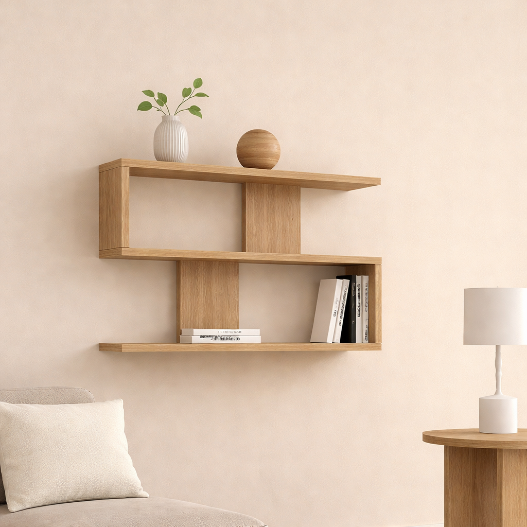 Полка настенная Дуб Делано натуральный навесная для гостиной, спальни, офиса и детской 60x47x15