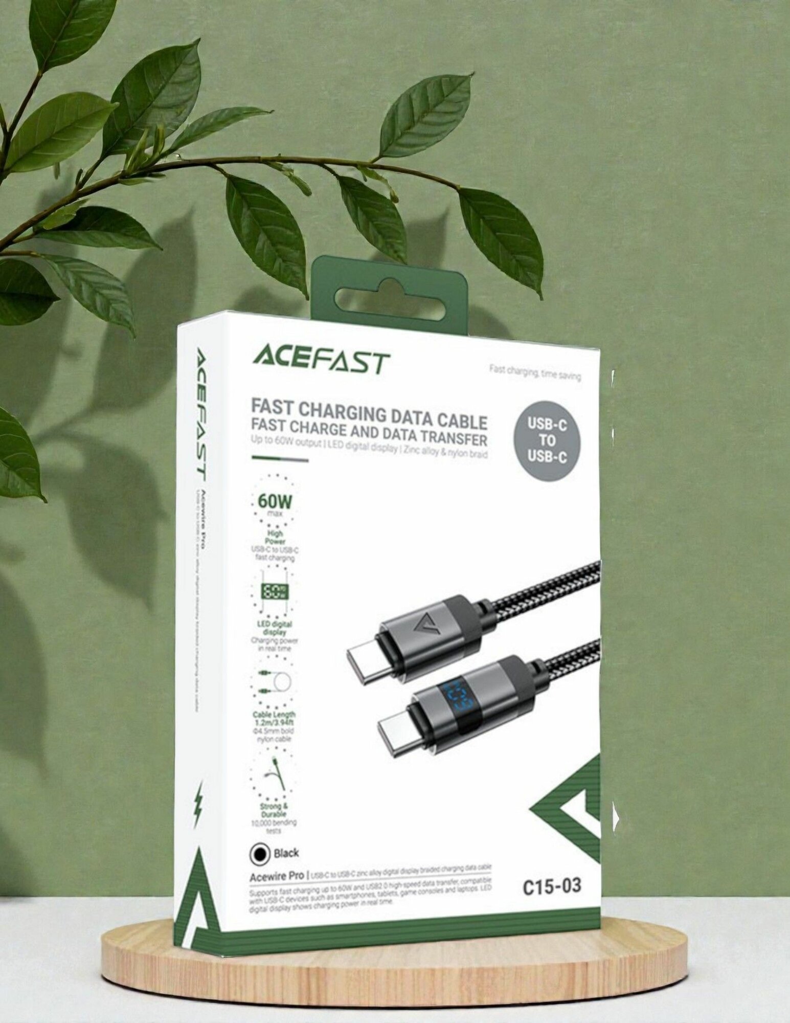 Кабель зарядки и передачи данных Acefast C15-03 60W Type-C to Type-C
