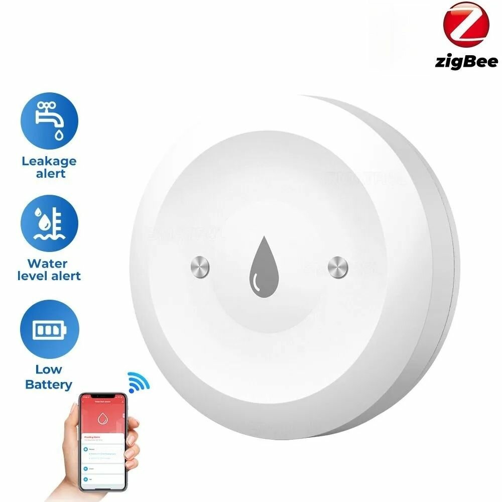Умный датчик протечки воды Zigbee 3.0, совместим с Яндекс Алисой, Water Leak Sensor 3 шт