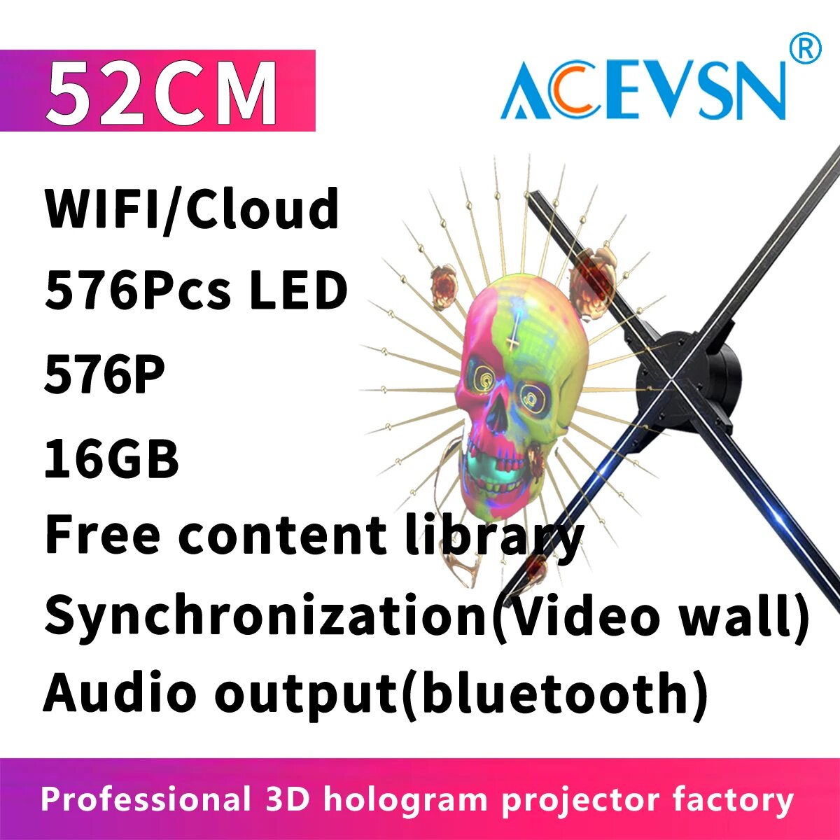 3D голографический LED-вентиляторный дисплей 42/52/56/65 см 52CM 576Pcs LED