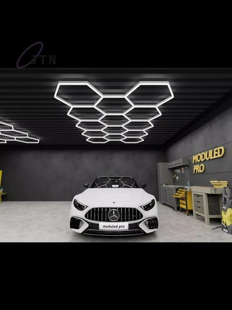 Светодиодное освещение для гаража/автосервиса LED Workshop, панель соты 6400К/456W размер 4050x2337mm