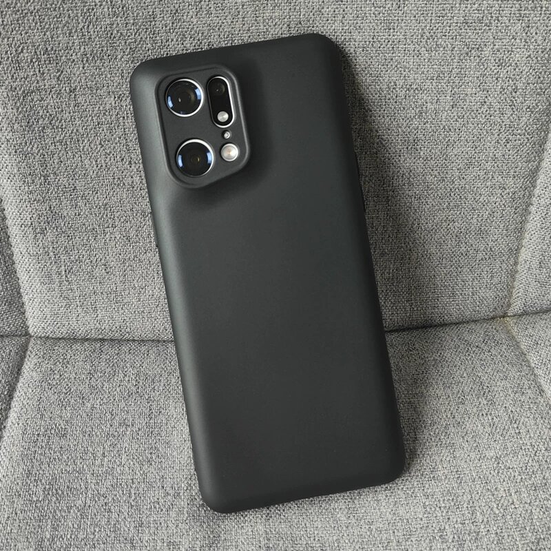 Чехол для OPPO FindX5Pro, матовый мягкий силиконовый, прозрачный с точными отверстиями для камеры, черный цвет, защита