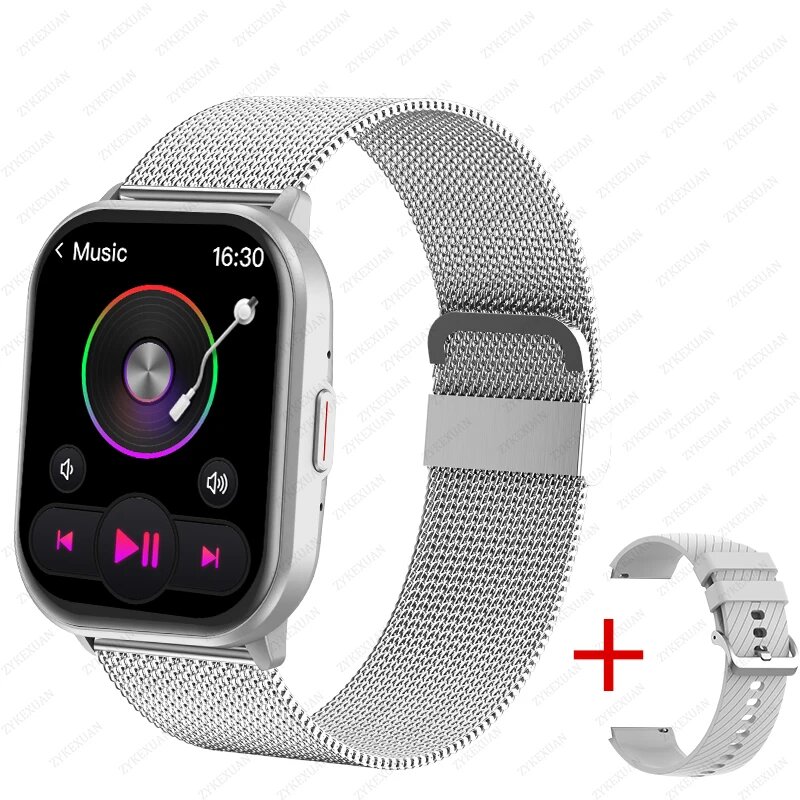 Умные часы для мужчин и женщин с пульсом и давлением Silver mesh belt