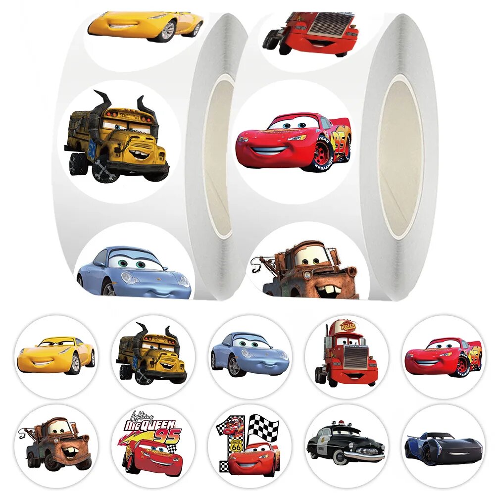 500 Шт. Наклеек Disney Cars В Рулоне С Изображением Грома МакКуина, Граффити-наклейки Для Телефона, Скейтборда