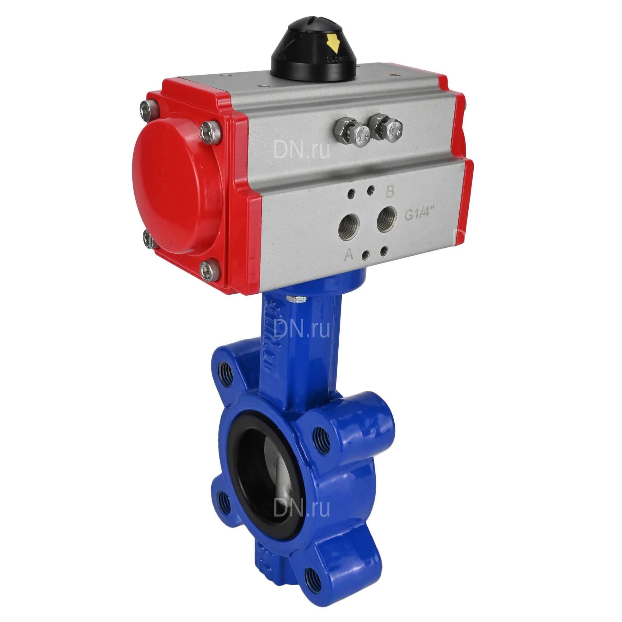 Затвор дисковый поворотный DN. ru QT450-304-EPDM-2W-Fb-H Ду50 Ру16 корпус - чугун QT450, диск - нержавеющая сталь 304, уплотнение - EPDM, межфланцевый, с пневмоприводом SA-083