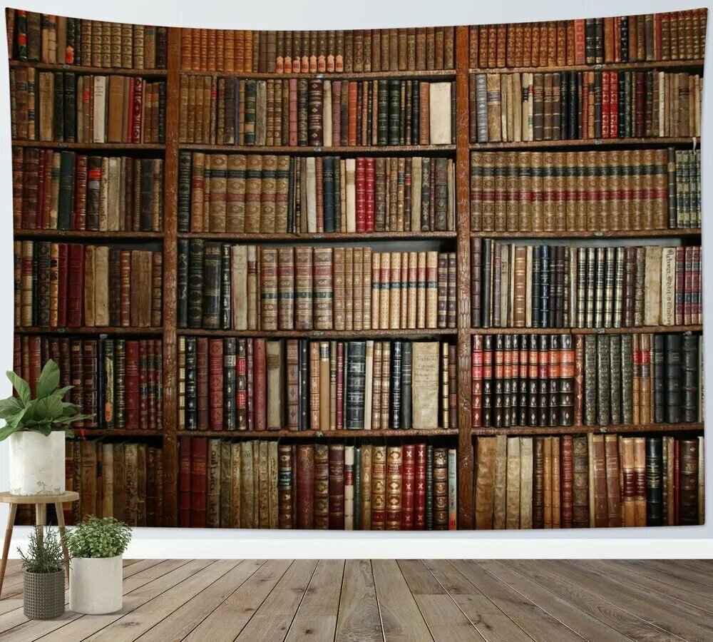 BeLOC Гобелен "Ретро-библиотека старая книжная полка", 230х180 см, 11x11