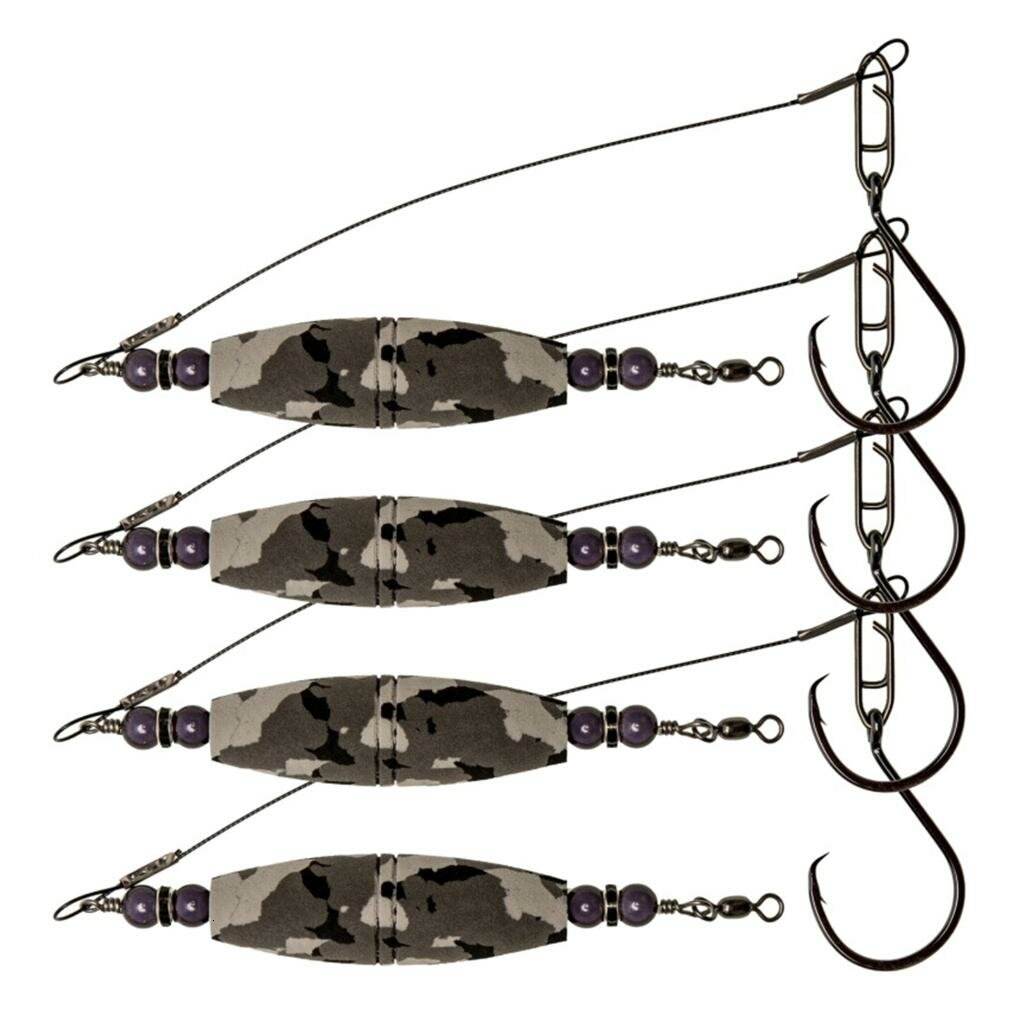 Комплект из 4 поплавочных оснасток для сома с крючками из высокоуглеродистой стали, Серый 2,5 дюйма