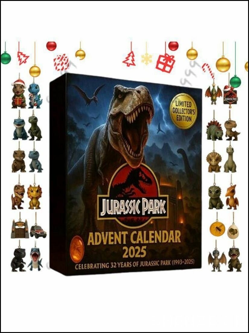 Рождественский динозавр Advent 2025, детский календарь обратного отсчета динозавров