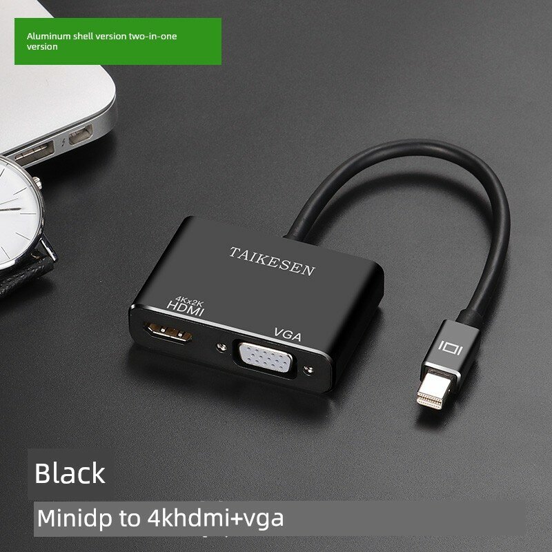 Адаптер Mini DP к HDMI и VGA 4K для Surface Pro, алюминиевый корпус, цвет ночной черный