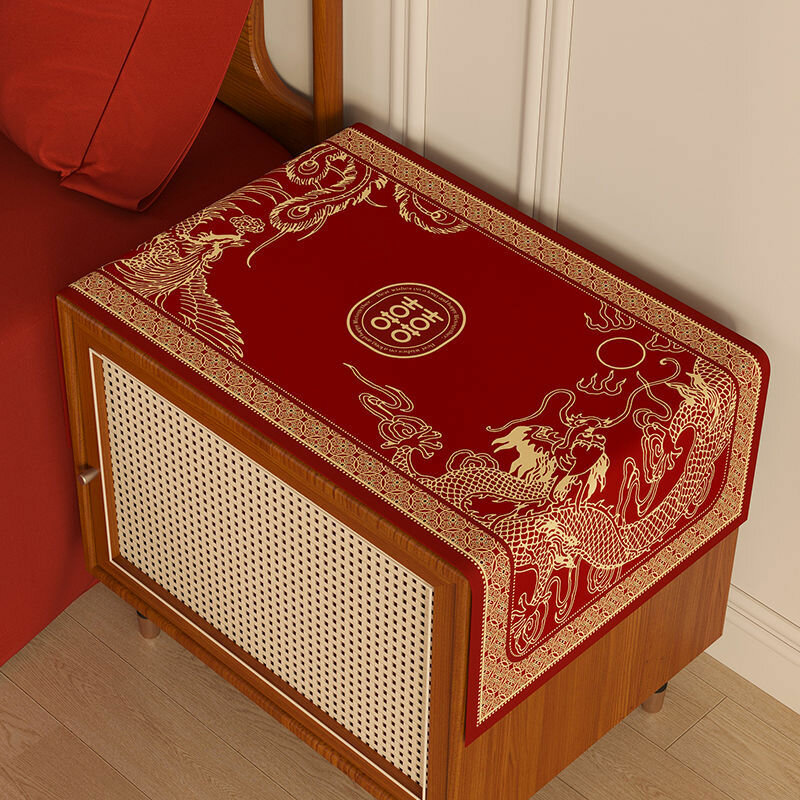 Горячая продажа новой китайской стилистики, чехол для прикроватной тумбочки, свадебный красный праздничный чехол, радостные слова, чехол от пыли, полотенце
