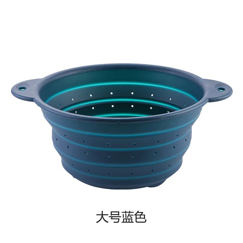 Складная силиконовая корзина-ситко Large blue.