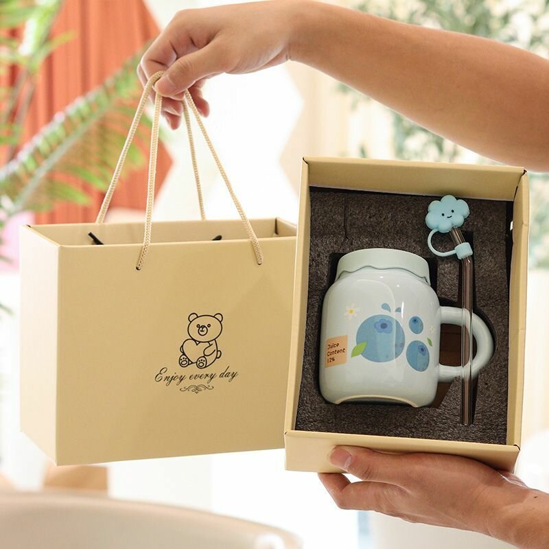 Креативная высококачественная крышка с трубочкой, подарок для девочек, кружка с ручкой, милая керамическая кружка