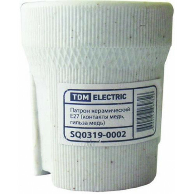 Патрон Е27 керамический С держателем (контакты гильза медь) ТДМ