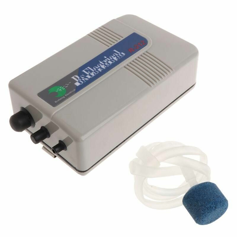 Бесшумный кислородный компрессор для аквариума, Светло-серый