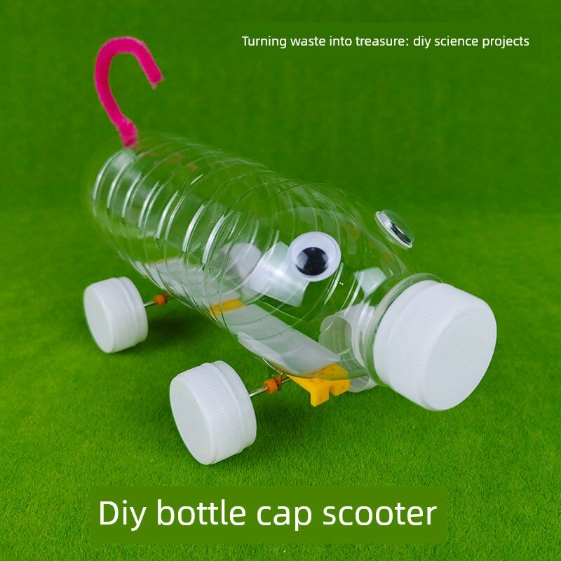 DIY набор из пластиковых крышек для сборки автомобиля-ползунка для детского сада на научном фестивале - экологичный
