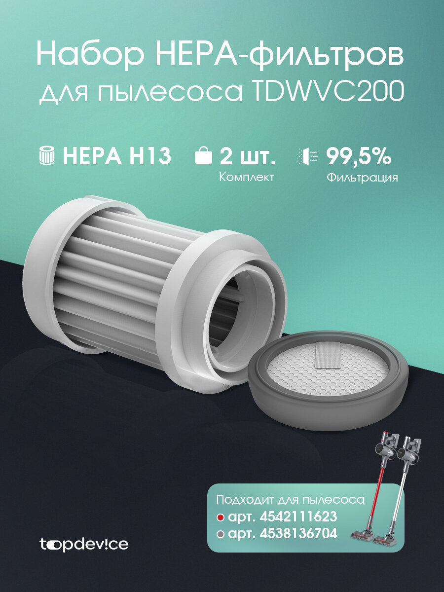 Набор HEPA фильтров для пылесоса Topdevice TDWVC200 (TDWVC200-HEPAFILTERSPACK)