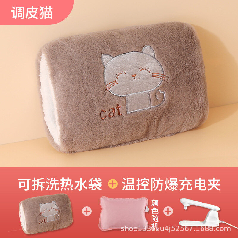 2025 Горячая бутылка с водой, перезаряжаемая, взрывобезопасная, теплая водяная сумка, национальный стандарт, мультяшный плюшевый милый грелка для рук, сумка для грелки, теплая для ребенка