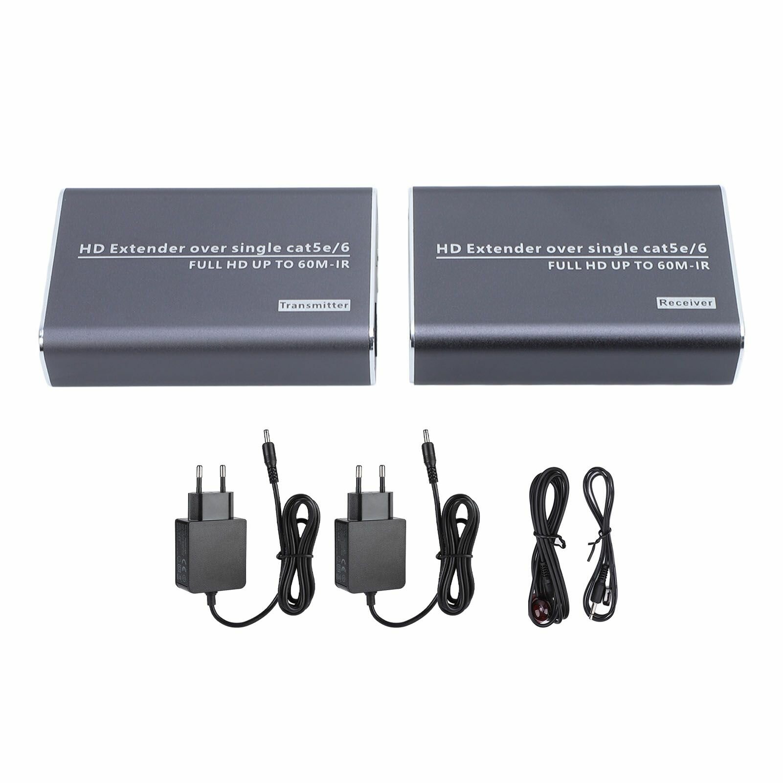 Комплект HDMI экстендера, ИК, 60м, передатчик звука/видео, EU plug
