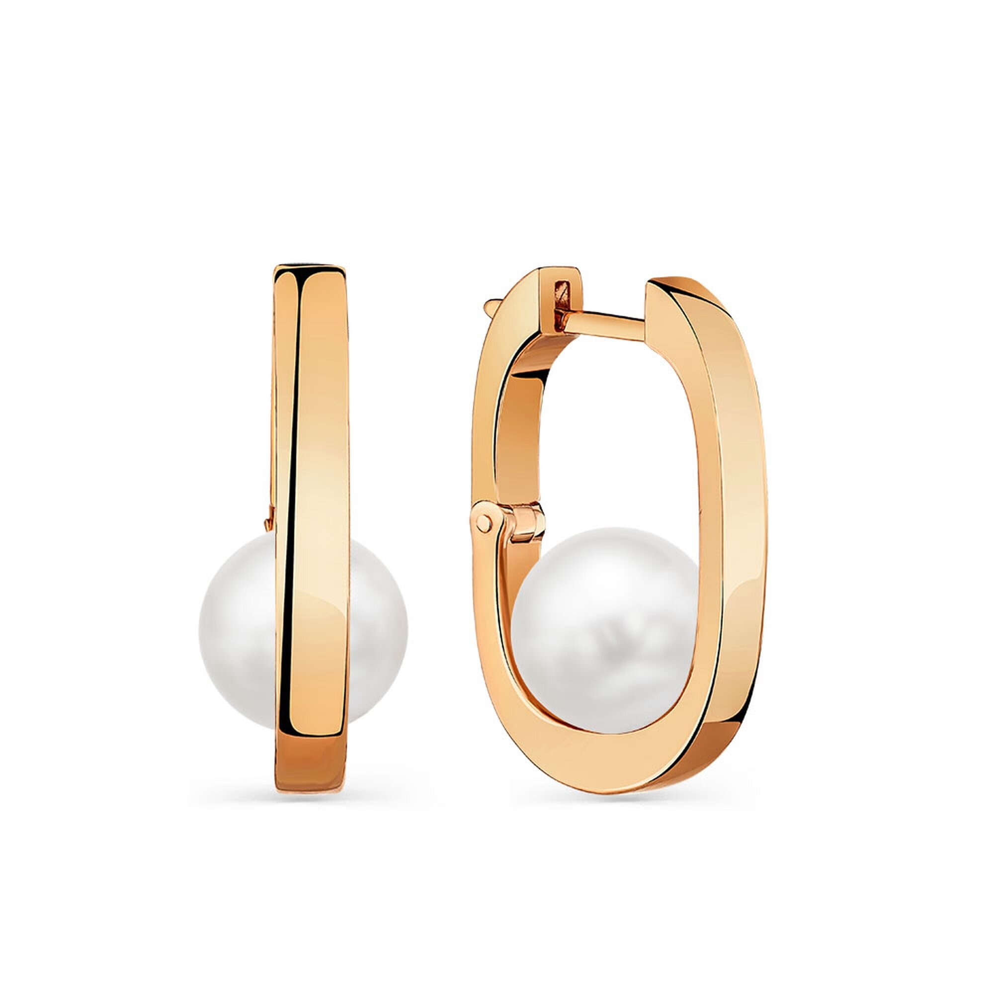 Серьги, красное золото, 585 проба, жемчуг