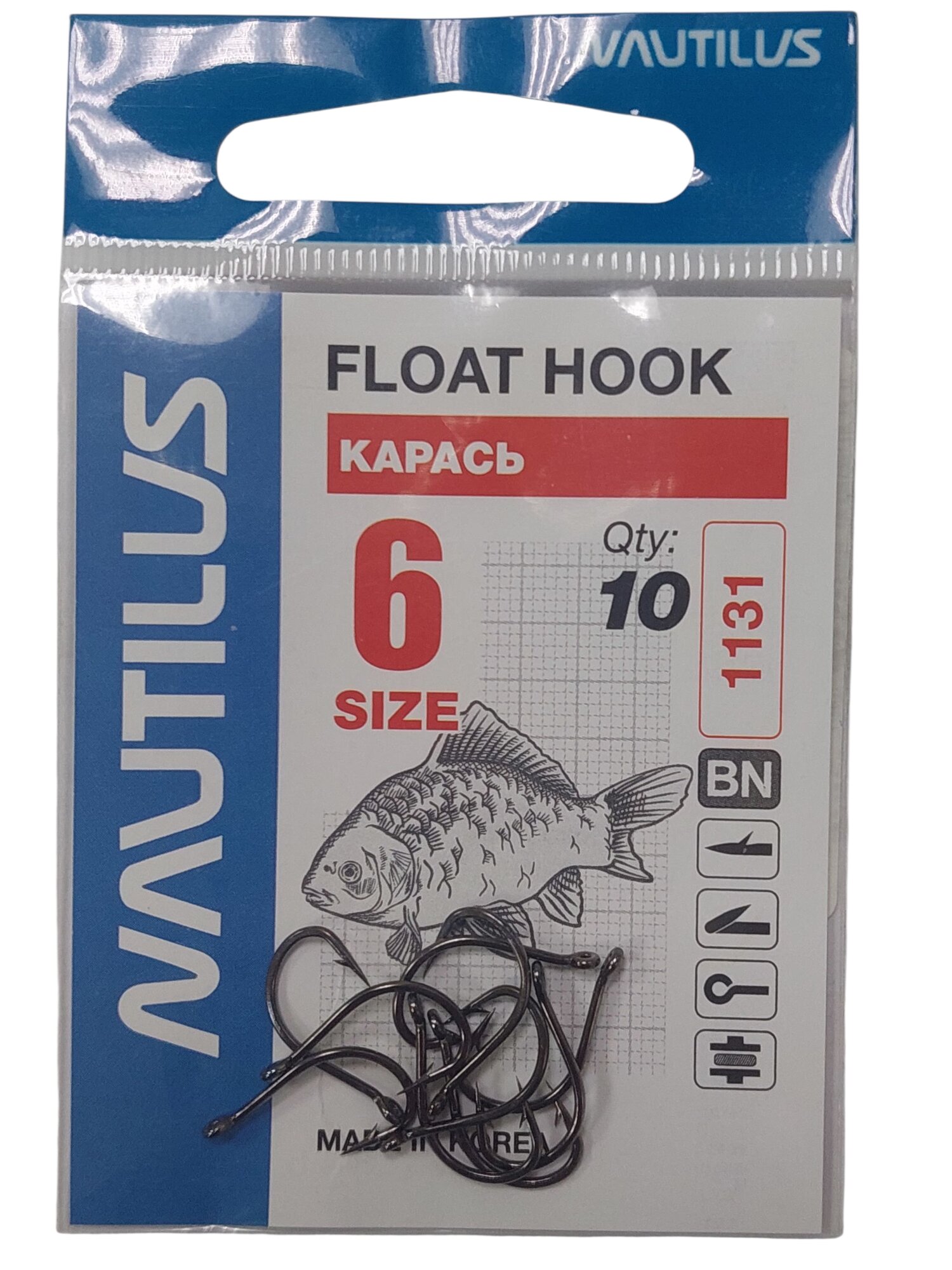 Крючок Nautilus Sting Float Карась S-1131BN № 6
