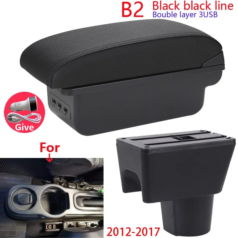 Автомобильный Подлокотник Для Renault Duster, Nissan Terrano 3, Oroc 2012-2018, B2 Black line 3USB