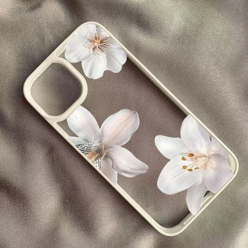 Милый чехол для телефона с жемчугом Cherry Blossom Lily для iPhone 11 12 13 14 15 Plus iPhone17, D