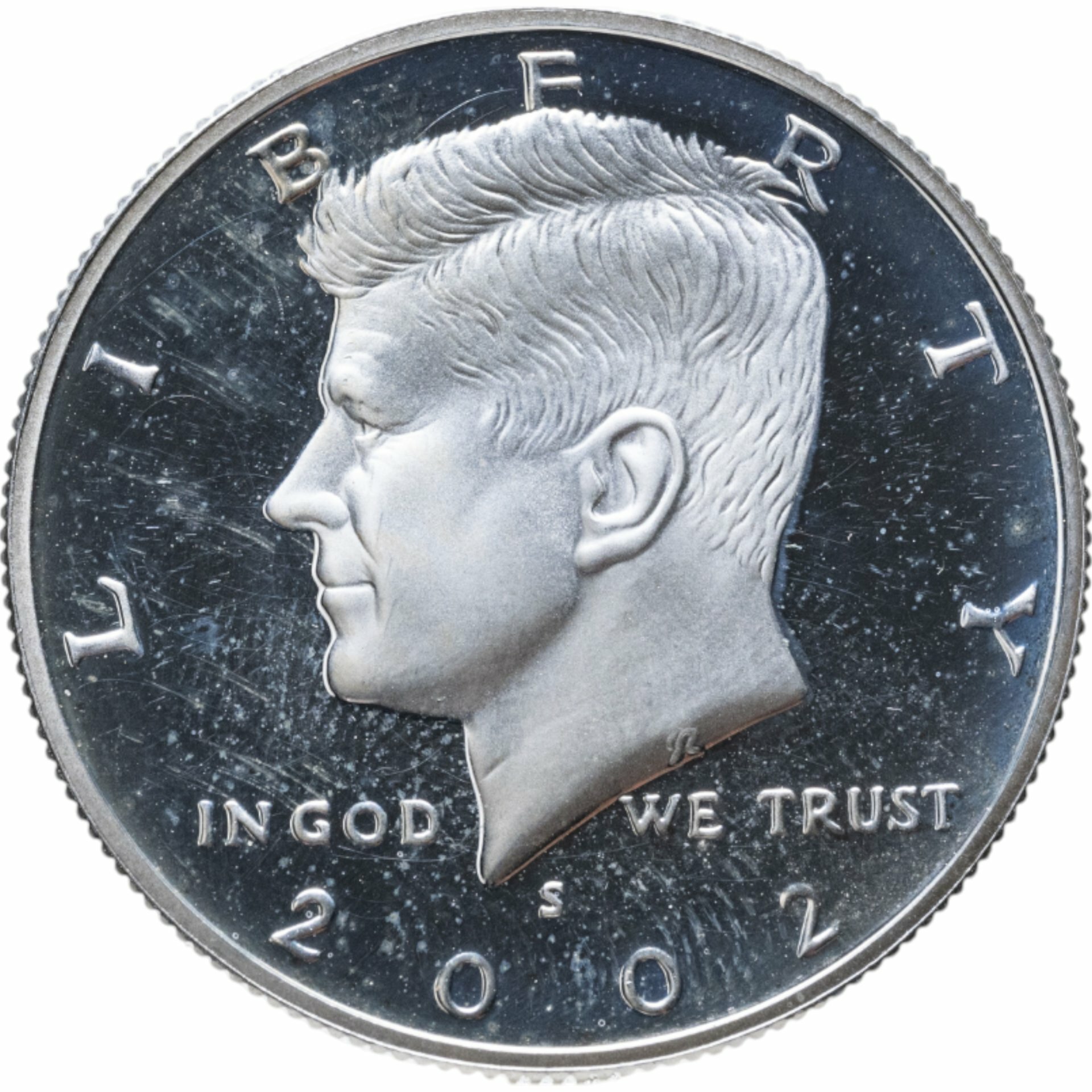 США 50 центов 1/2 доллара, half dollar 2002 Proof Kennedy Half Dollar Кеннеди знак монетного двора "S" - Сан-Франциско, Серебро 900