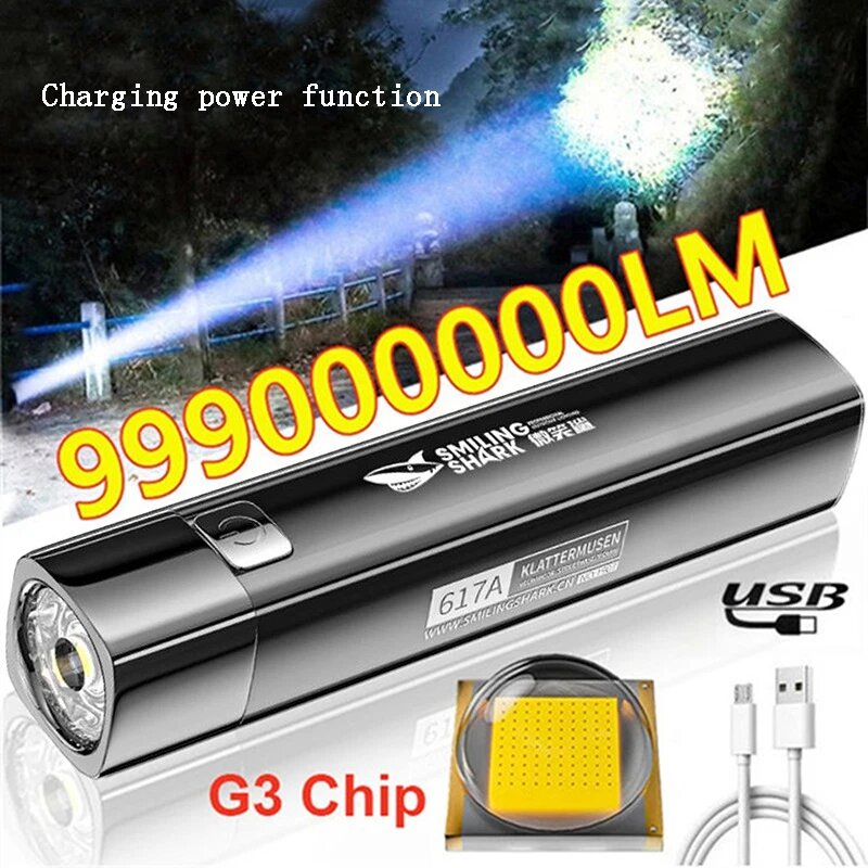Фонарик LED 617A, синий свет, USB, G3 Chip