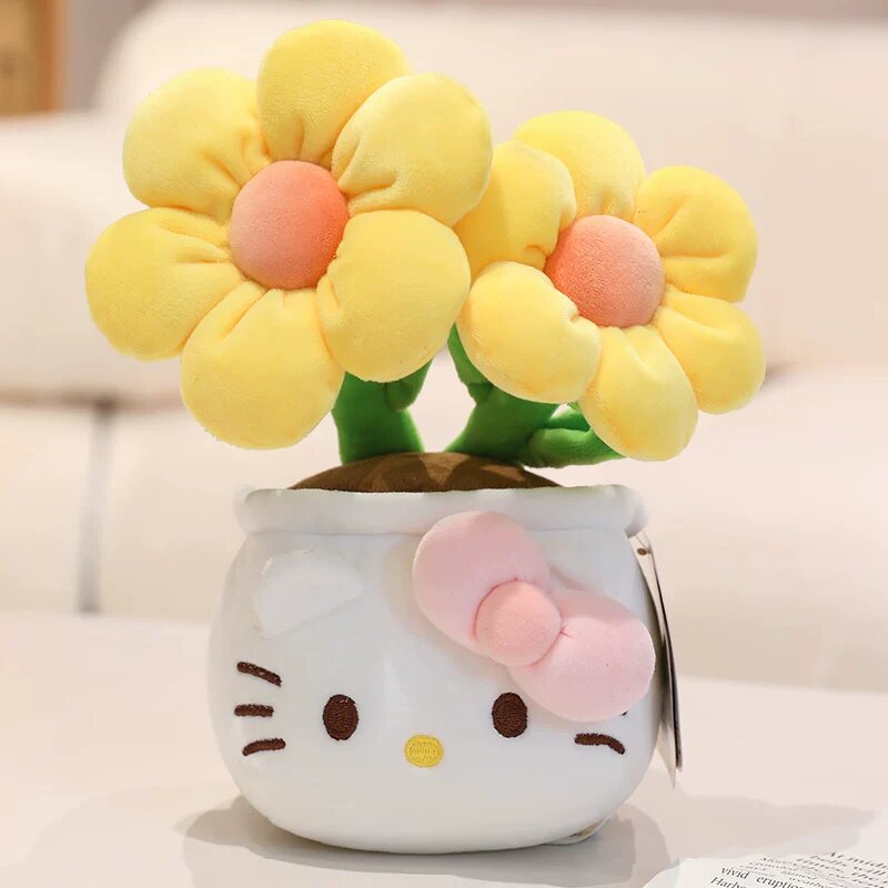 Оригинальная плюшевая игрушка Hello Kitty Sanrio в горшке, милая кукла-кошка Китти, украшение для дома Кошачий