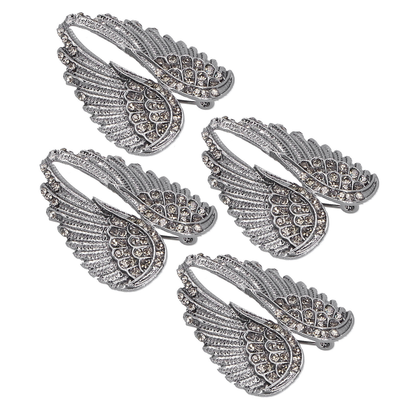 4Pcs Brooch Pin Diamond Angel Wing Pattern Cute Fashion Lapel Coat Badges AccessoryBlack