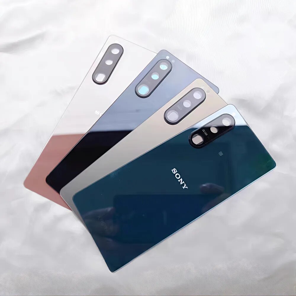 Стеклянная задняя крышка для Sony Xperia 5 III, черная панель батарейного отсека с стеклом камеры