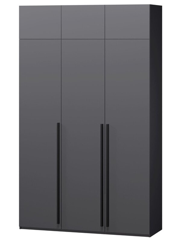 Шкаф распашной Лорена Пакс-3 с антресолью Графит для одежды трехдверный 140*240*40