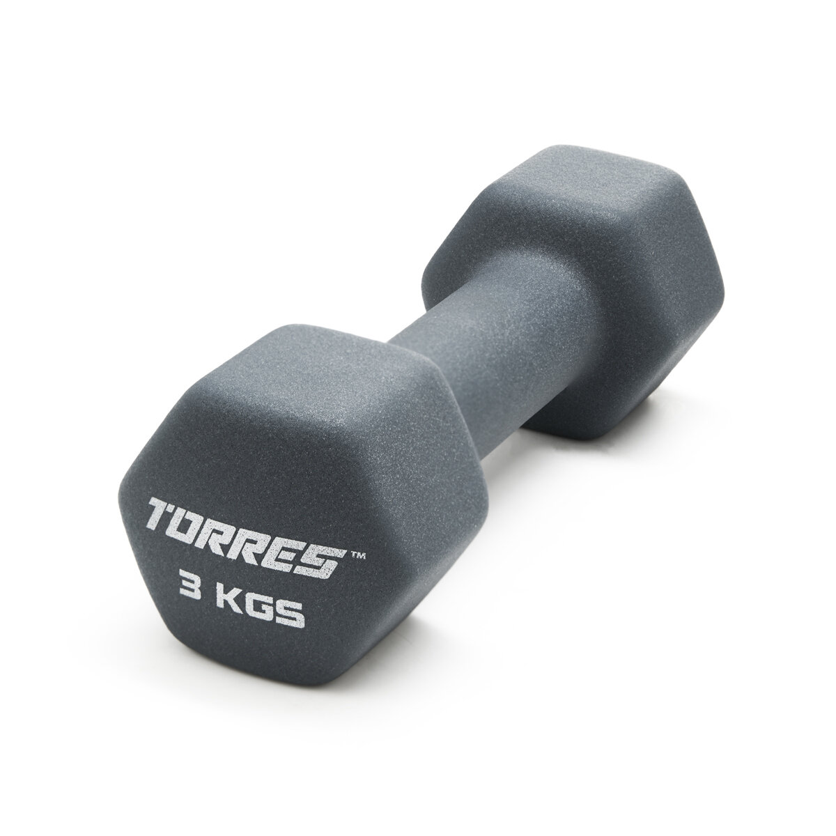 Гантель неопреновая TORRES 1 шт, 3 кг, гексагональная, металлическая