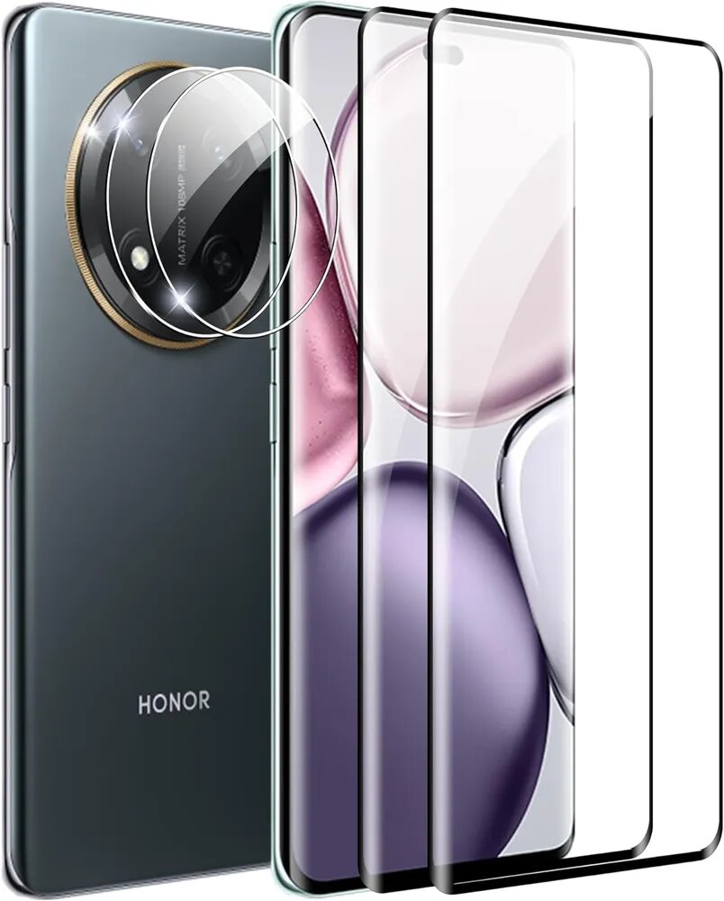 Закаленное стекло 2 шт. для Honor X9C 5G / Magic7 Lite, защита задней камеры 2 шт, твердость 9H, устойчивость к царапинам, без пузырьков