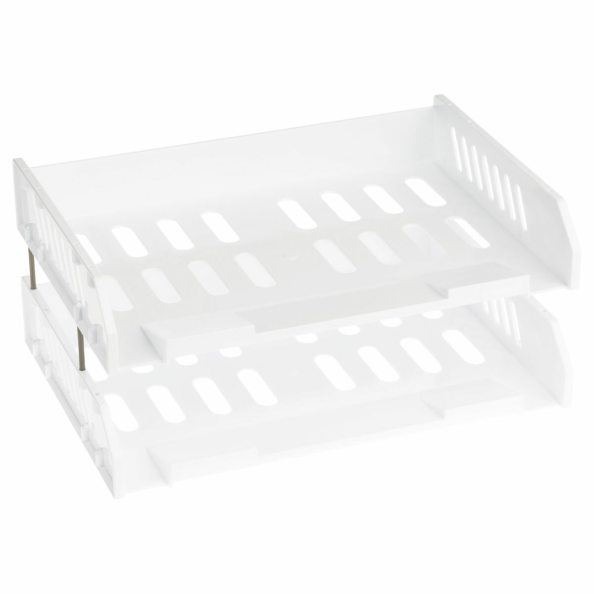 2 шт. Лоток для бумаг горизонтальный СТАММ "Сити", набор 2шт, на мет. стержнях, широкая загрузка, белый