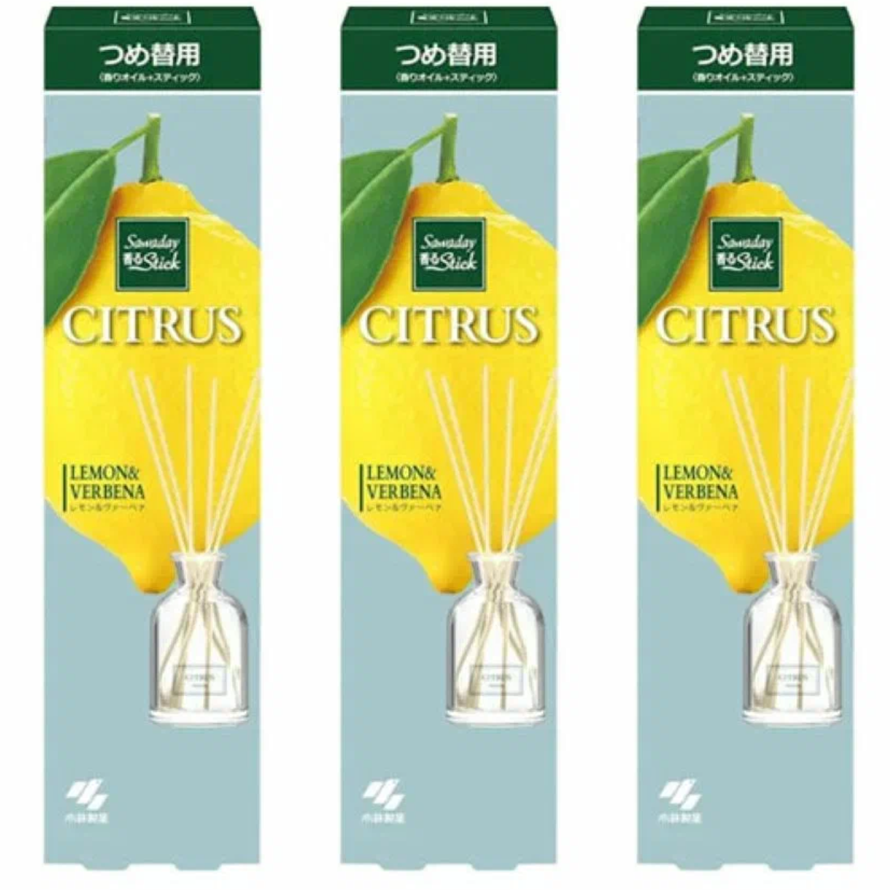 Ароматический диффузор для дома с палочками Kobayashi Lemon Fruits, Лимон, 70 мл, 3 штуки