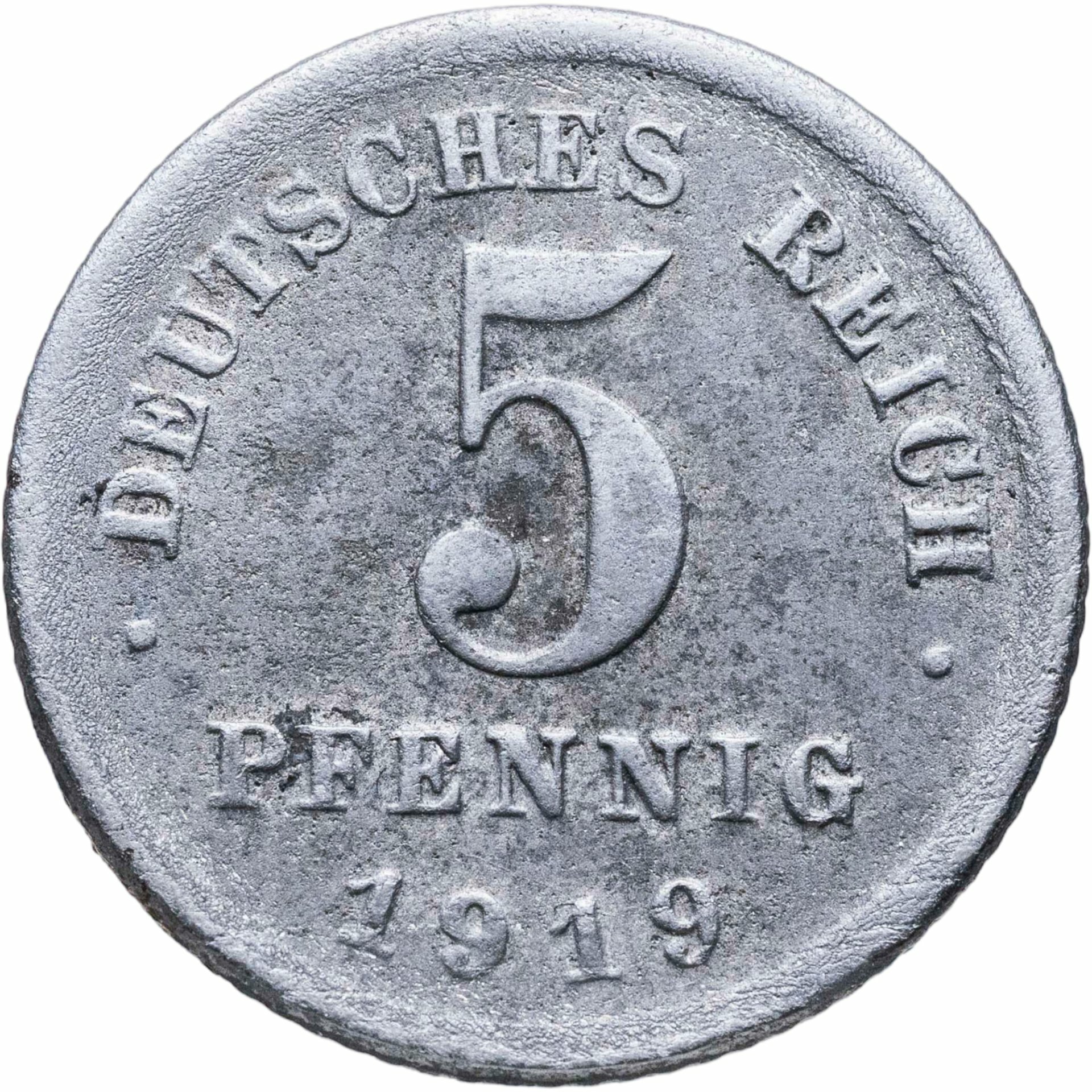 Германия 5 пфеннигов pfennig 1919 D знак монетного двора: "D" - Мюнхен, Цинк, в сохранности F