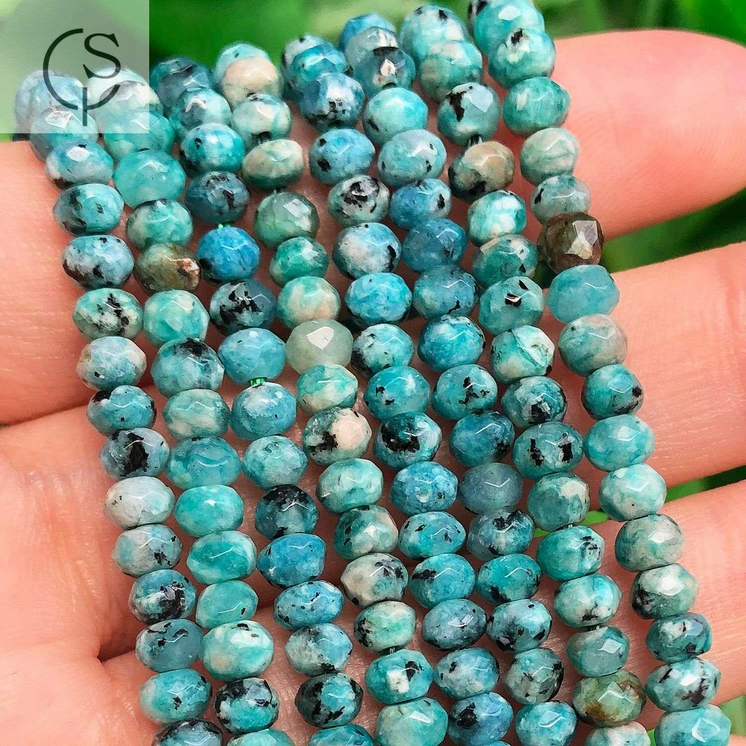 3x5мм голубой Яшма небольшой размер натуральный камень граненые бусины около 110 шт