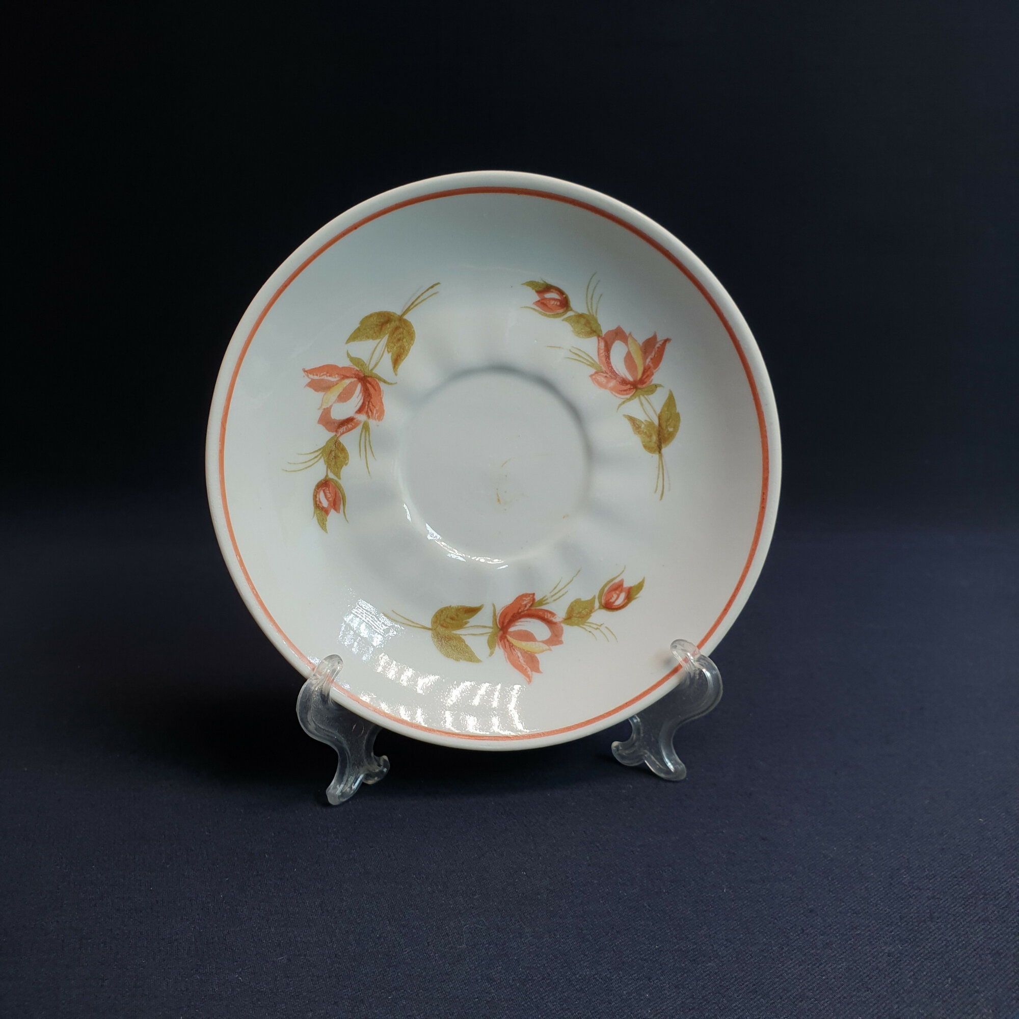 Блюдце Барановка, фарфор деколь 14 см, винтаж СССР