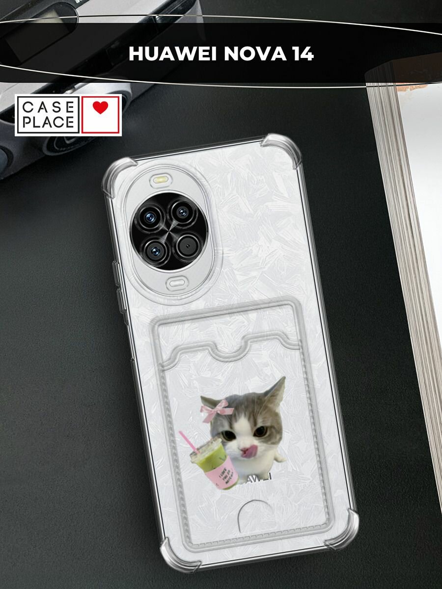 Чехол на Huawei Nova 14 (Хуавей Нова 14) с картой и принтом Котик с матчей