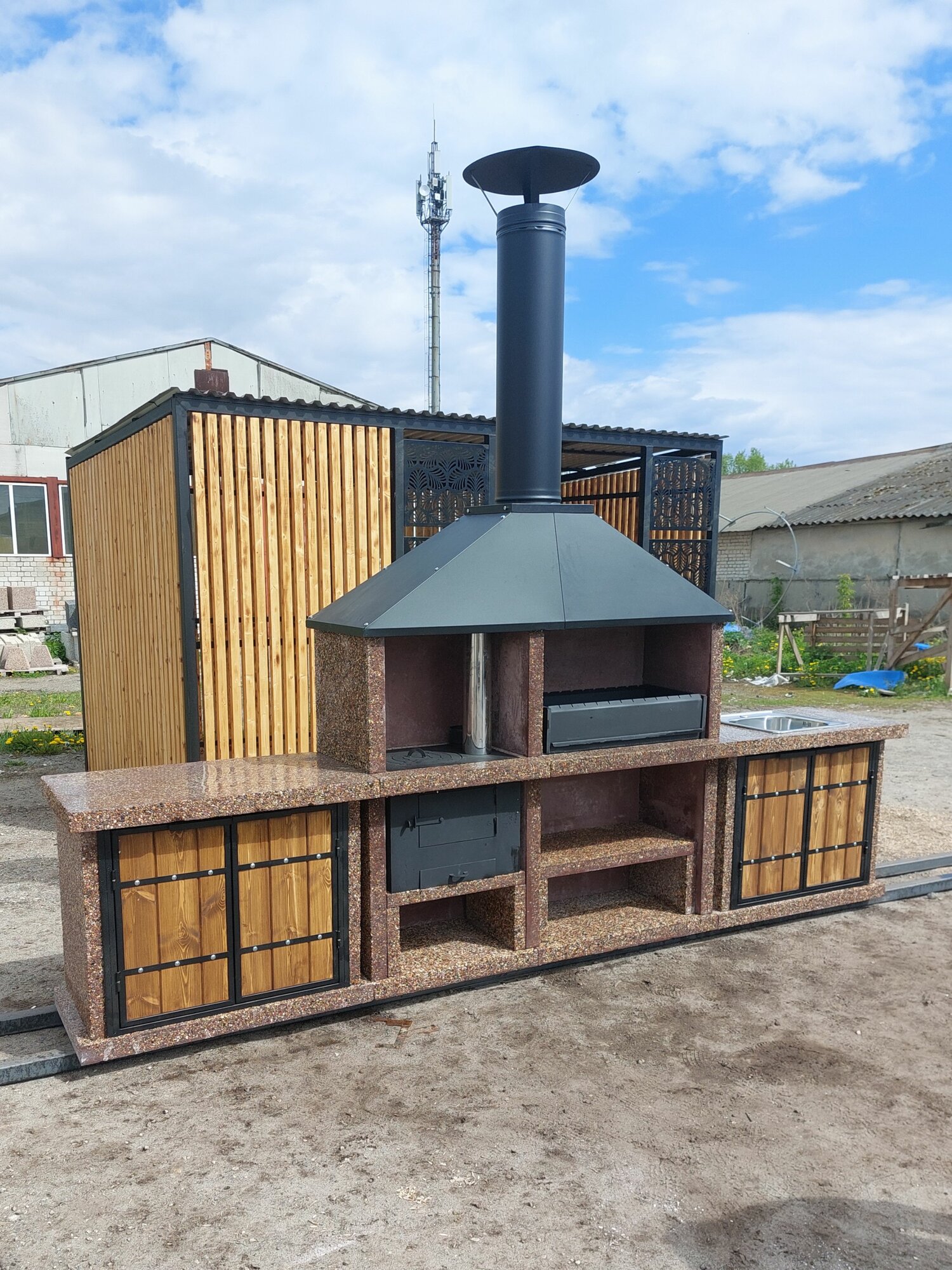 Барбекю комплекс Premium Stone, мангальная зона, мангал