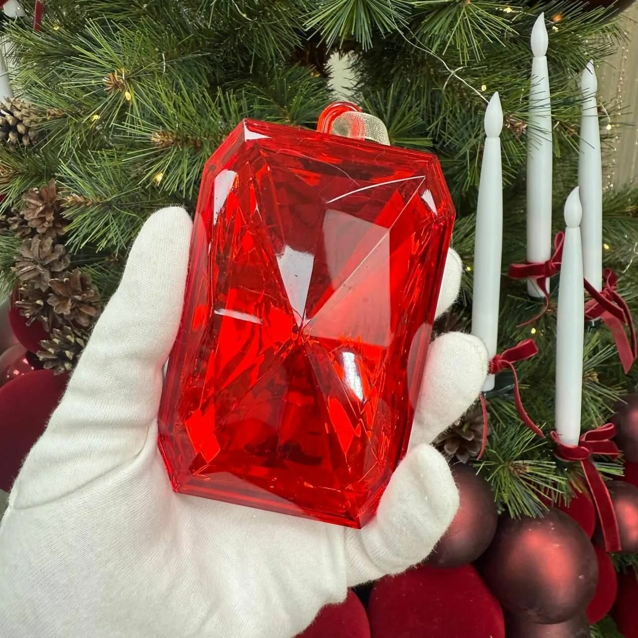 Елочное украшение Серпантин Diamond Shine, 6.8х3.8х11.4 см, красный