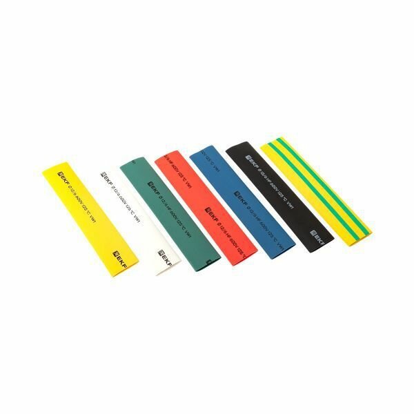 Набор термоусадочных трубок EKF ТУТ нг тонкостенные, 12-6, 7 цветов по 3 шт, 100 мм