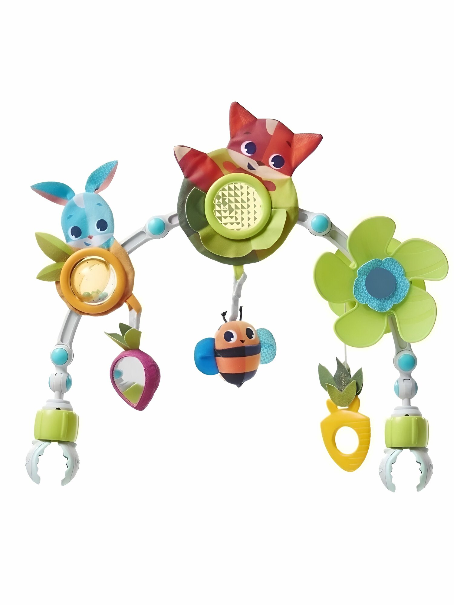 TINY LOVE Развивающая дуга-трансформер Солнечная полянка с подвесными игрушками для коляски, автокресла и кроватки для малышей от 0 месяцев