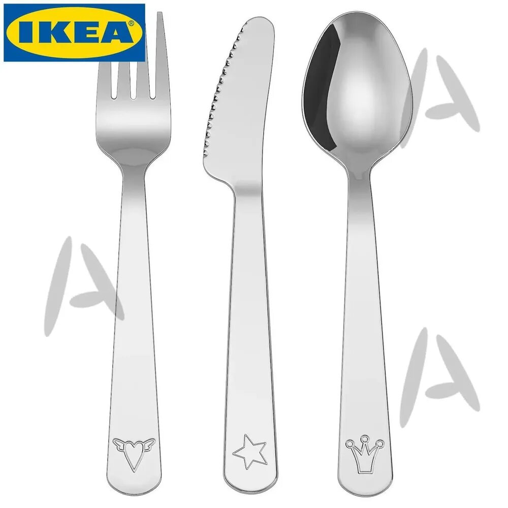 IKEA FABLER Детский набор столовых приборов икеа фаблер из 3 предметов набор ложка вилка нож