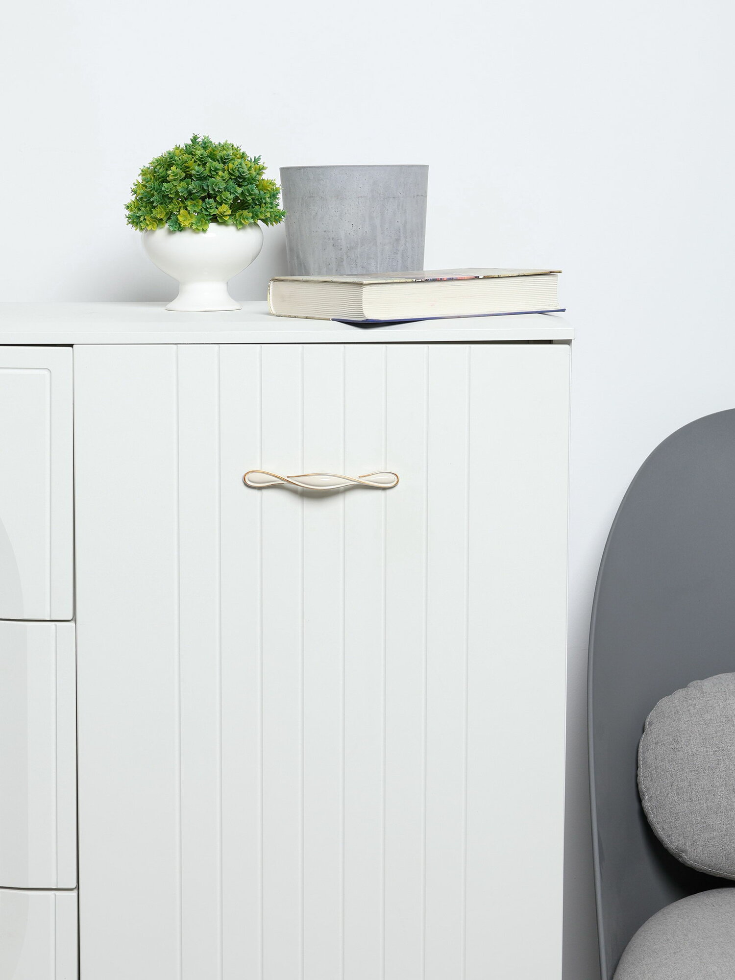 Ручка-скоба мебельная PC181BL, м/о 96 мм, белая, цвет: белый, 3 шт.