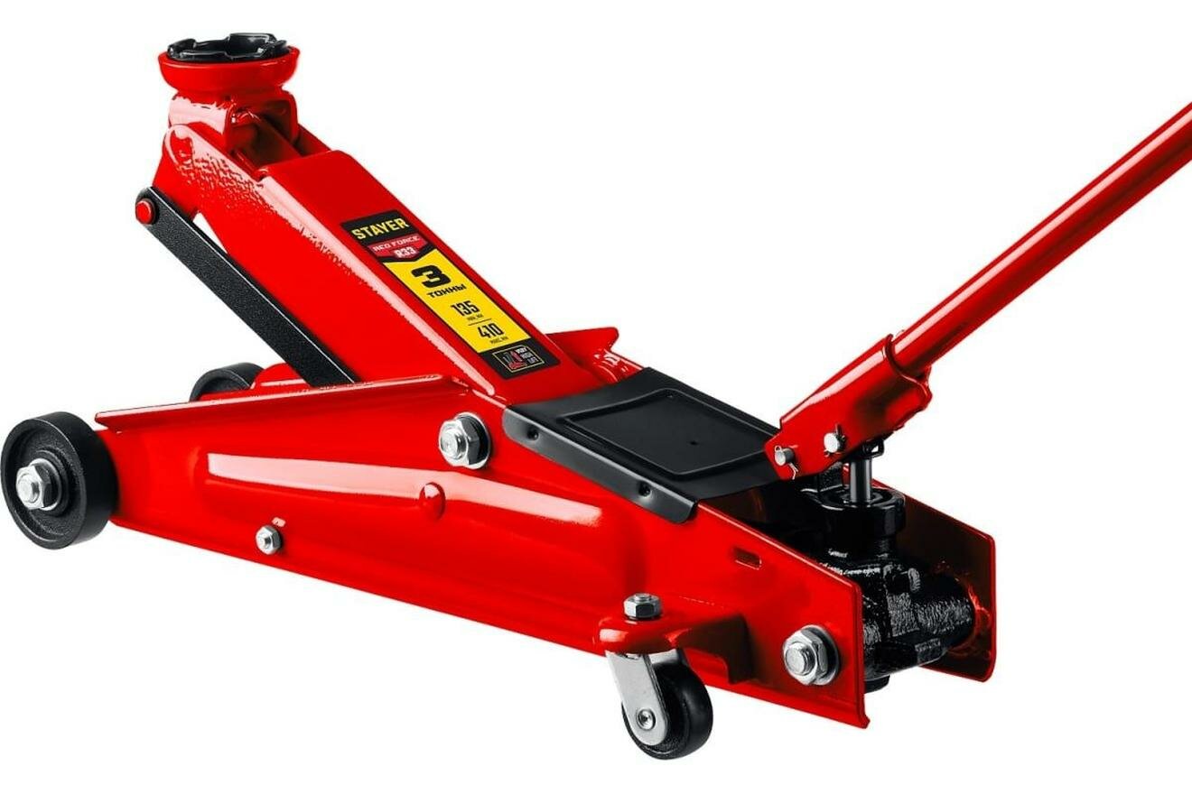 STAYER R-33 3т 135-410мм подкатной домкрат с увеличенным подъемом и поворотной ручкой, RED FORCE