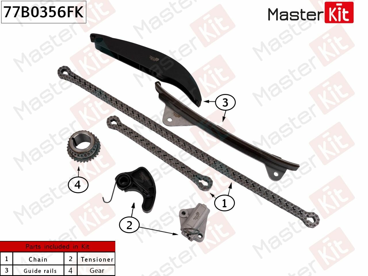 Комплект цепи ГРМ HYUNDAI/KIA GANA 2021- MasterKit 77B0356FK