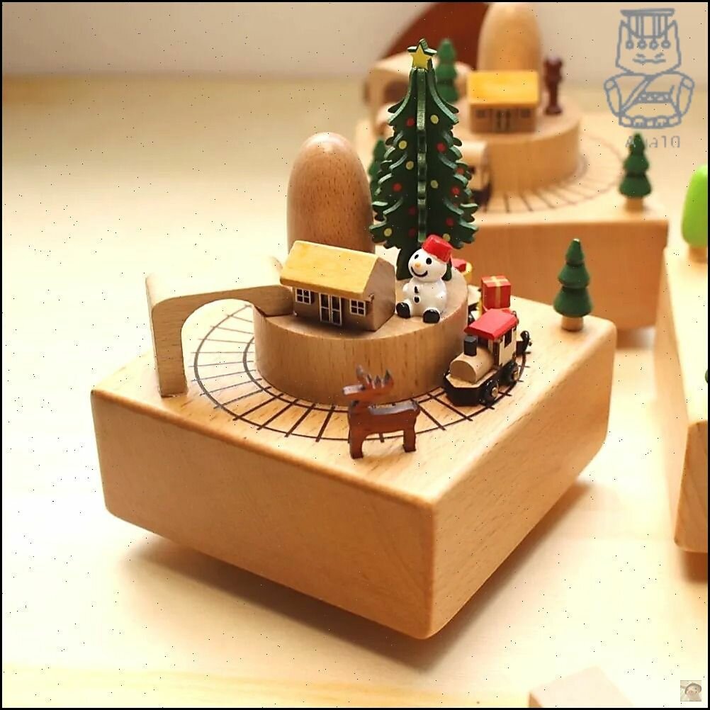 Деревянный вращающийся рождественский музыкальный ящик